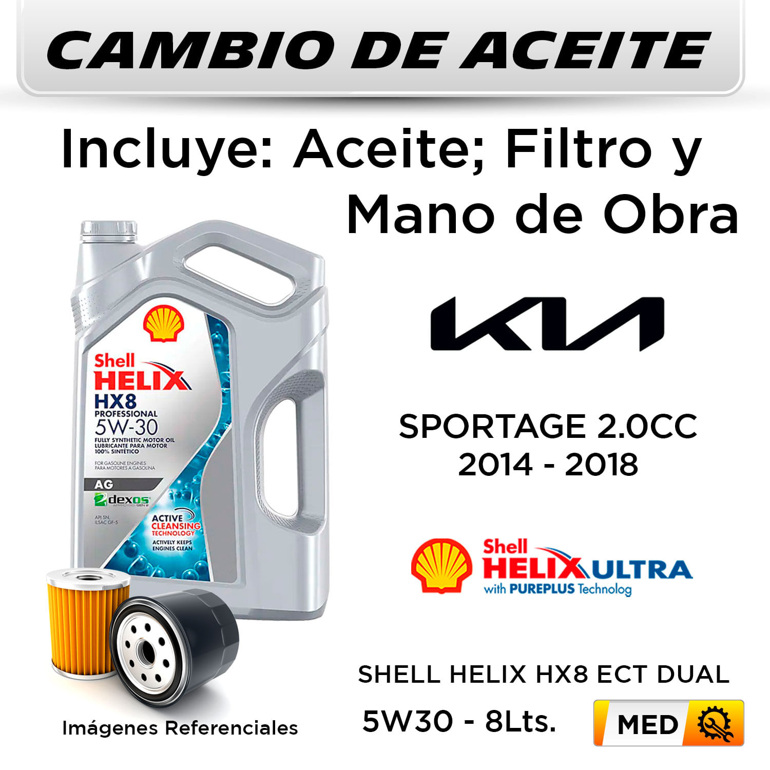 CAMBIO DE ACEITE KIA SPORTAGE 2.0 2014 - 2018 - | 5W30 SHELL 5L ...